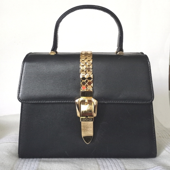 Versace | Bags | Authentic Lovely Vintage Gianni Versace Black Kelly ...